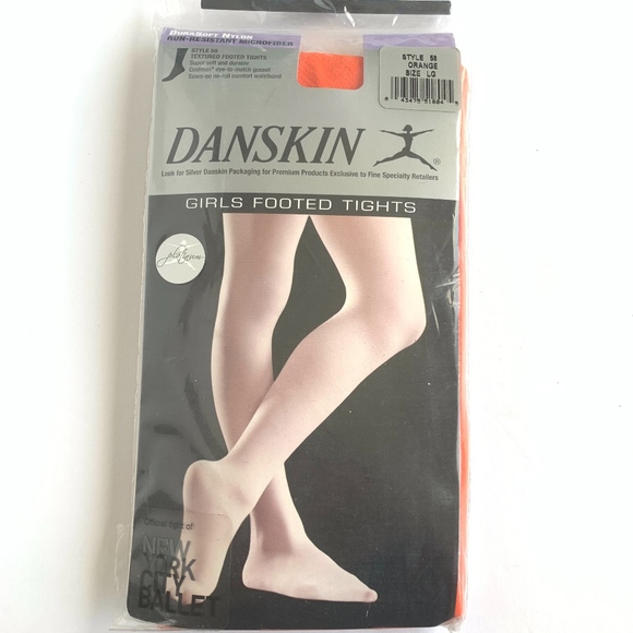 Danskin | Other | Danskin Girls Orange Textured Opaque Footed Tights ...